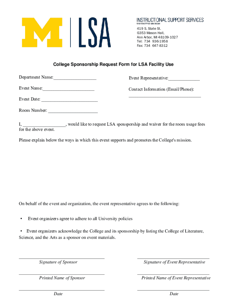 Fillable Online lsa umich The University of Michigan - College of LSA ...