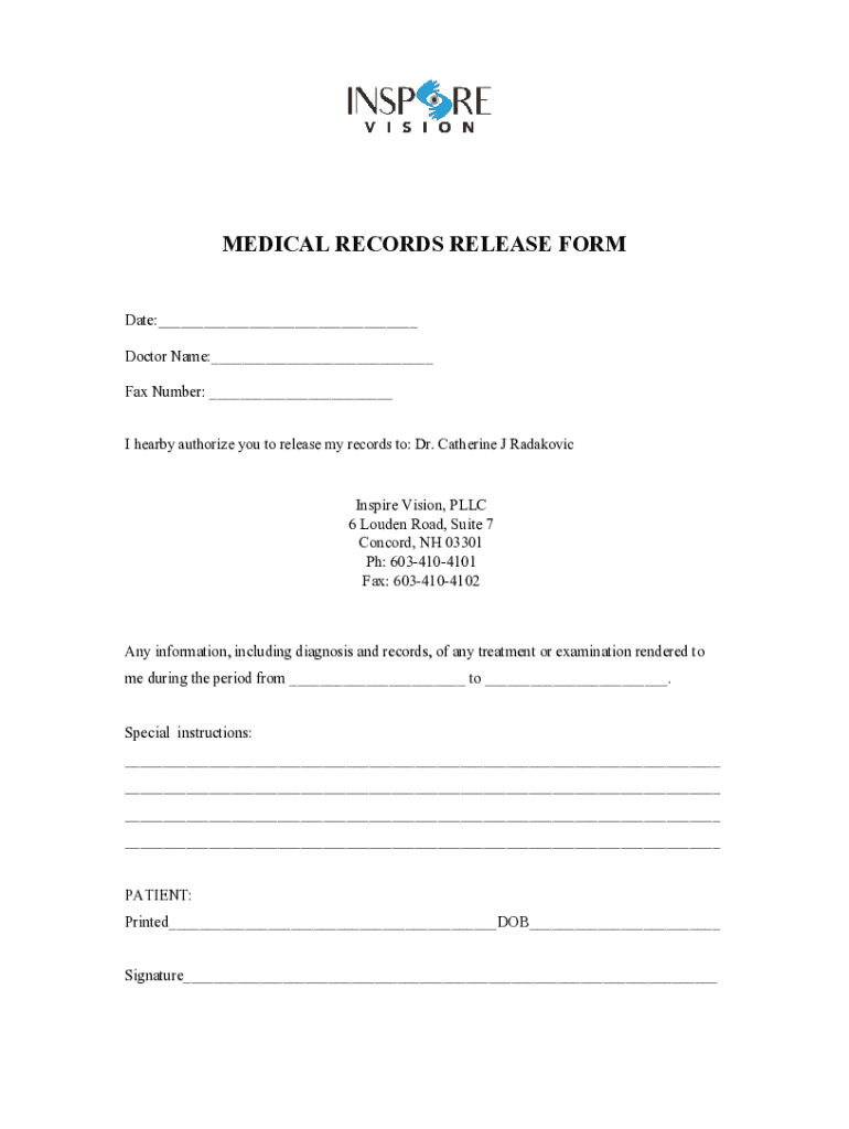 Fillable Online medical records release form Fax Email Print - pdfFiller