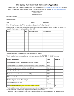 Fillable Online Get Swim Club Registration Form Fax Email Print - pdfFiller