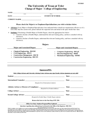 Fillable Online Change of Major - College of Engineering. Change of Major - College of ...