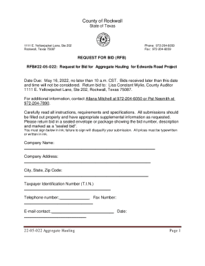 Fillable Online Request for Bid for Hot Asphalt Concrete Fax Email ...