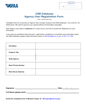 Fillable Online OSE Database User Registration Form Fax Email Print ...