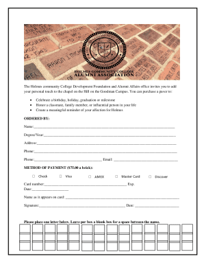 Fillable Online chapel brick order form Fax Email Print - pdfFiller