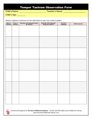 Fillable Online Temper Tantrum Observation Form Fax Email Print - pdfFiller