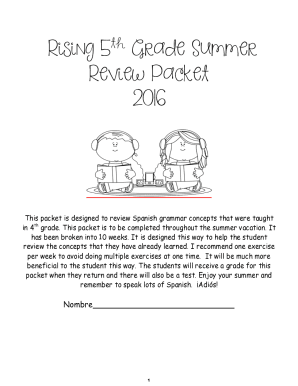 Fillable Online Summer Review Packet NO PREP for Fourth/ Fifth Grade ...