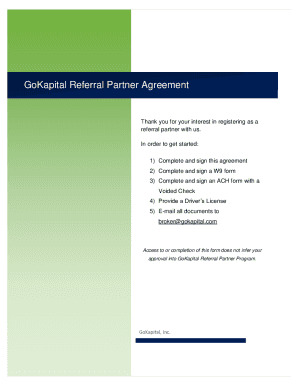Fillable Online GoKapital Referral Partner Fax Email Print - pdfFiller