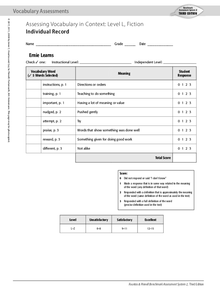 Fillable Online Benchmark Assessment System 2, 3rd Edition Fax Email ...