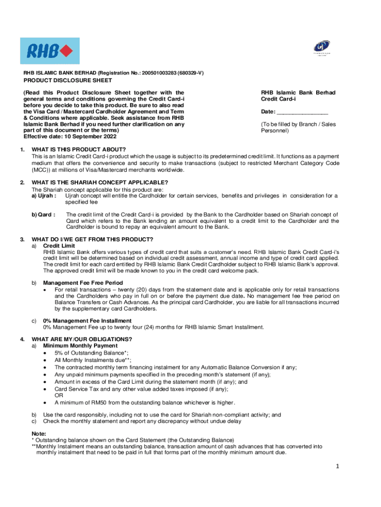 Fillable Online product disclosure sheet Fax Email Print - pdfFiller