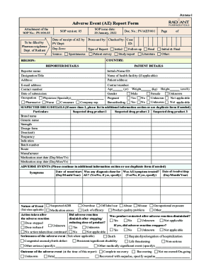 Fillable Online Annex-IAdverse Event (AE) Report form Fax Email Print - pdfFiller