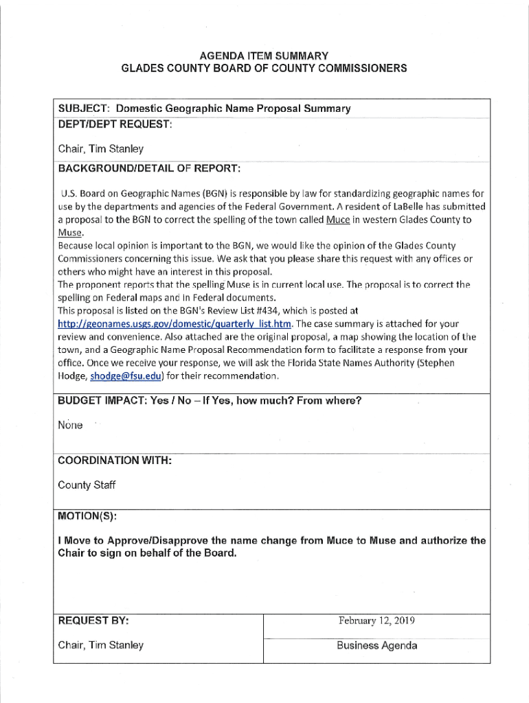 Fillable Online Domestic Geographic Name Proposal Form Fax Email Print ...