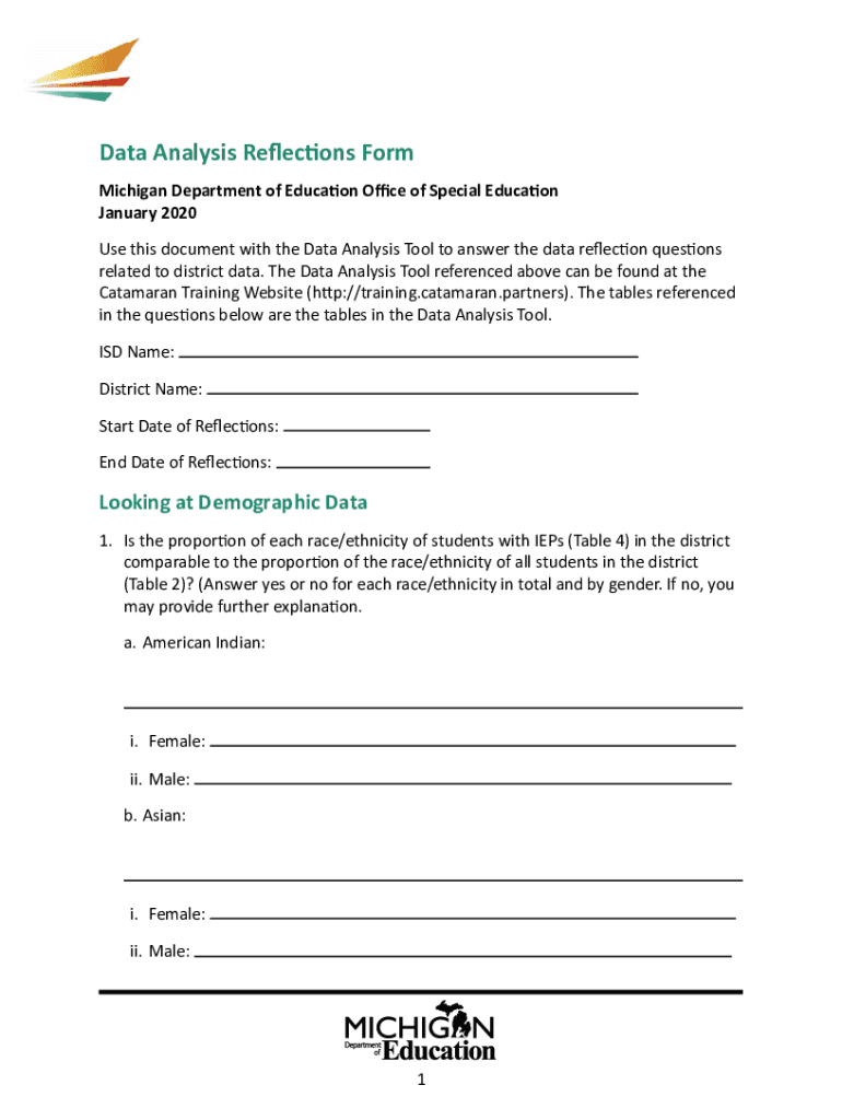 Fillable Online Data Analysis Reflections Form - Catamaran Training ...