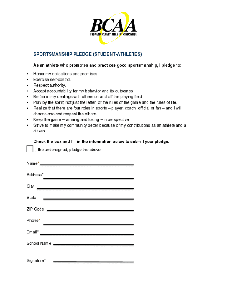 Fillable Online SECTION 7 Student-Athlete Code of Conduct Fax Email ...
