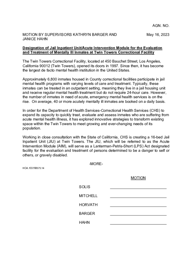 Fillable Online file lacounty Barger Issues Statement on Final Changes ...