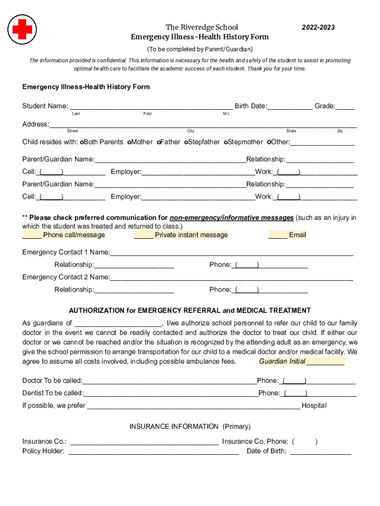 Fillable Online River Edge Schools Health Offices - Parent Information Fax Email Print - pdfFiller