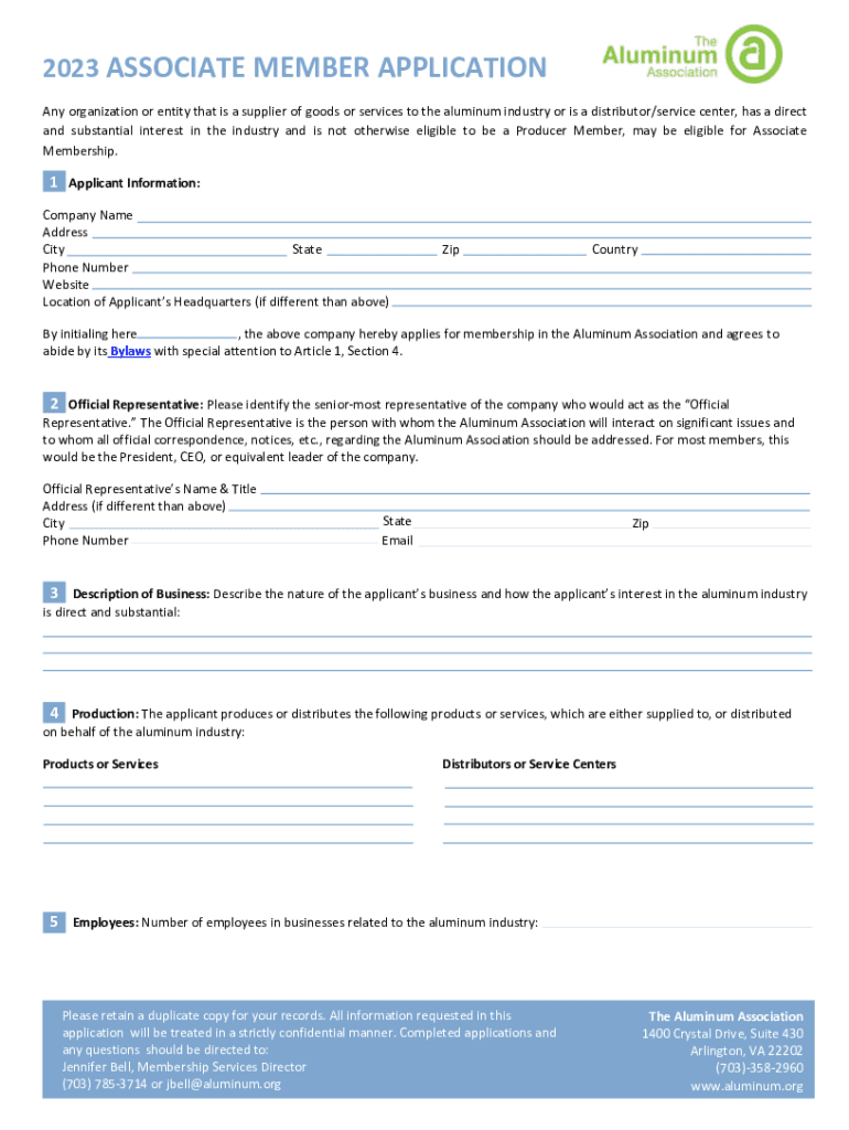 Fillable Online 2023 ASSOCIATE MEMBER APPLICATION Fax Email Print ...