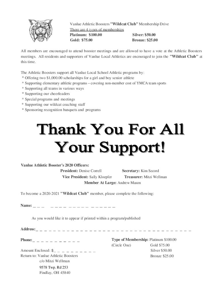 Fillable Online 19-20 Athletic Booster Member Fax Email Print - pdfFiller