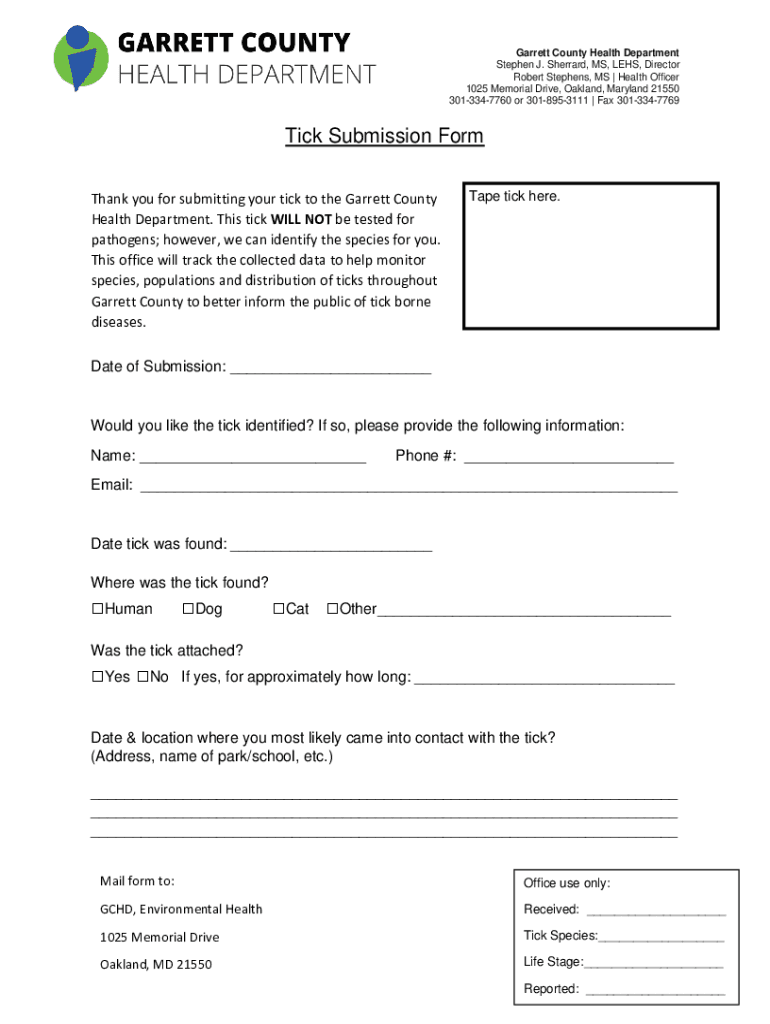 Fillable Online Tick Submission Form Fax Email Print - pdfFiller