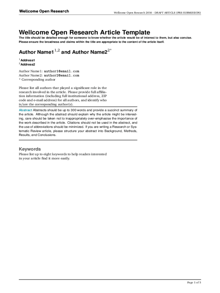 Fillable Online Wellcome Open Research Article Template Fax Email Print ...