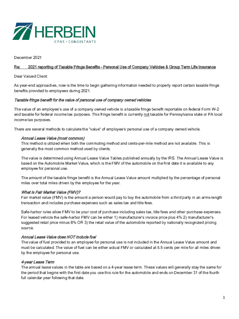 Fillable Online 2021 Internal Revenue Service (IRS) Vehicle Fringe ...