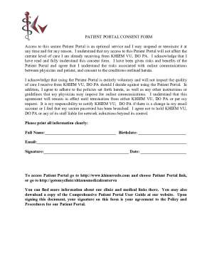 Fillable Online Patient Portal Consent Form - Khiem Q. Vu, D.O., P.A ...