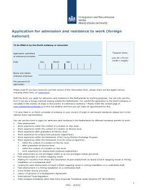 Fillable Online Admission and Residence - MVV issue form Fax Email ...