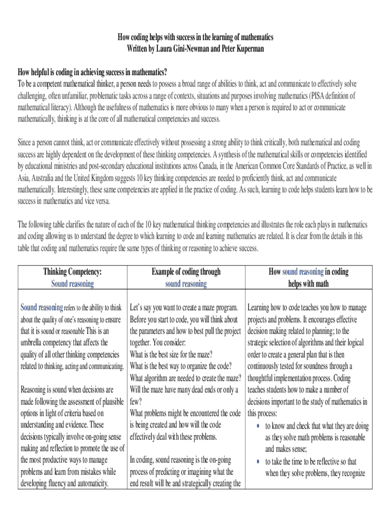 Fillable Online How coding helps with success in the learning ... Fax Email Print - pdfFiller