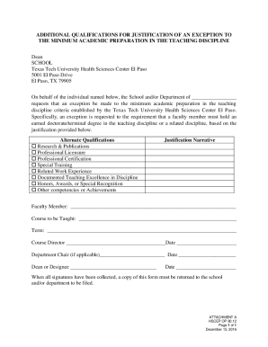 Fillable Online additional qualifications for justification of an exception to Fax Email Print ...