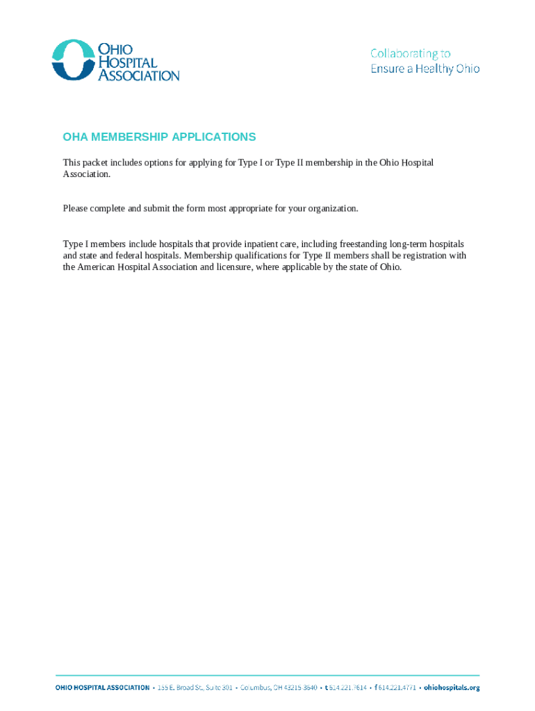 OHA Membership applications Doc Template | pdfFiller