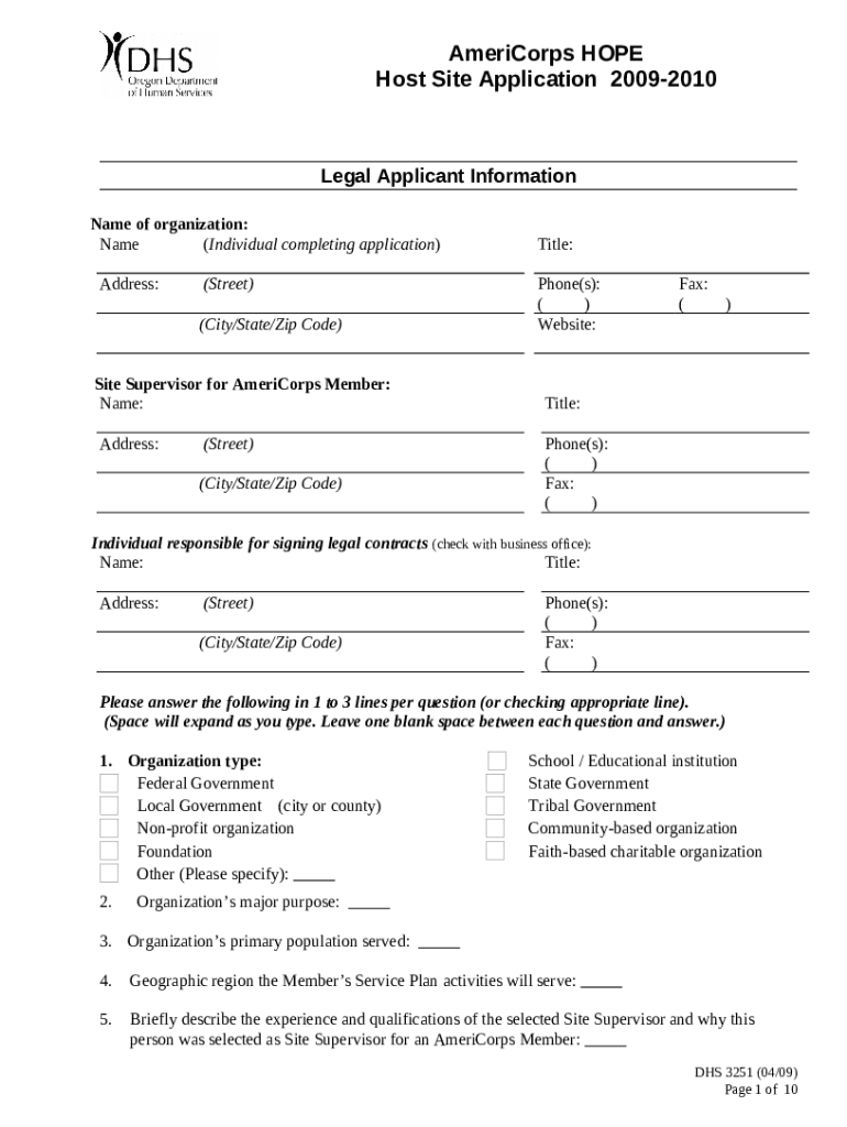 AmeriCorps Member Application Doc Template | pdfFiller