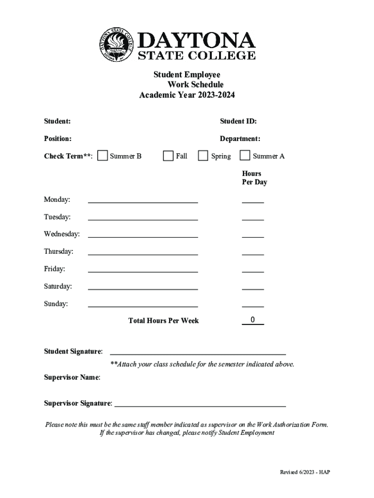 Fillable Online Student Employment New Student Packet Daytona State ...