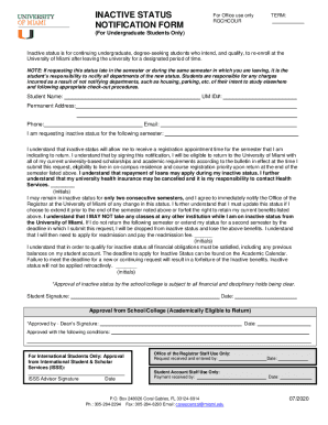 Fillable Online INACTIVE STATUS NOTIFICATION FORM Fax Email Print ...