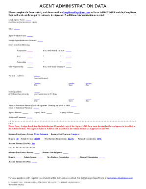 AGENT / BROKER DATA Doc Template | pdfFiller