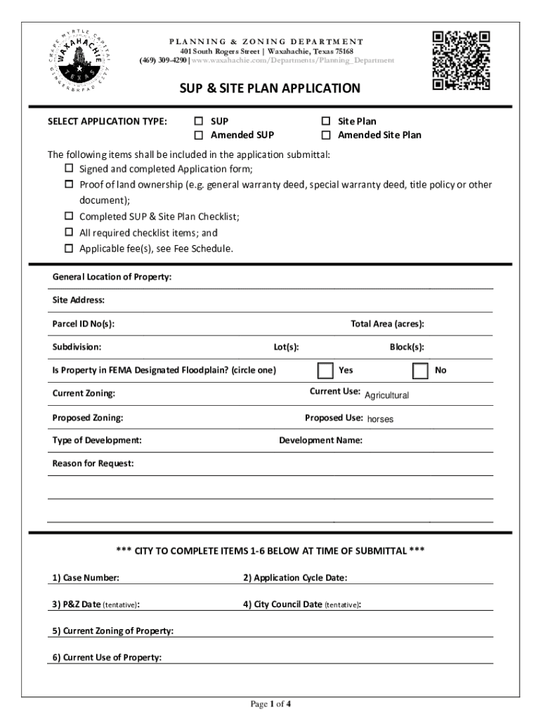 Fillable Online SUP & SITE PLAN APPLICATION Fax Email Print - pdfFiller