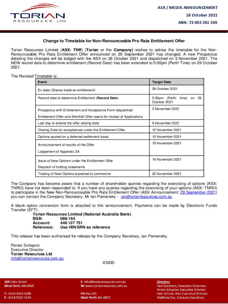 Fillable Online Retail Entitlement Offer opens and despatch of ... Fax ...