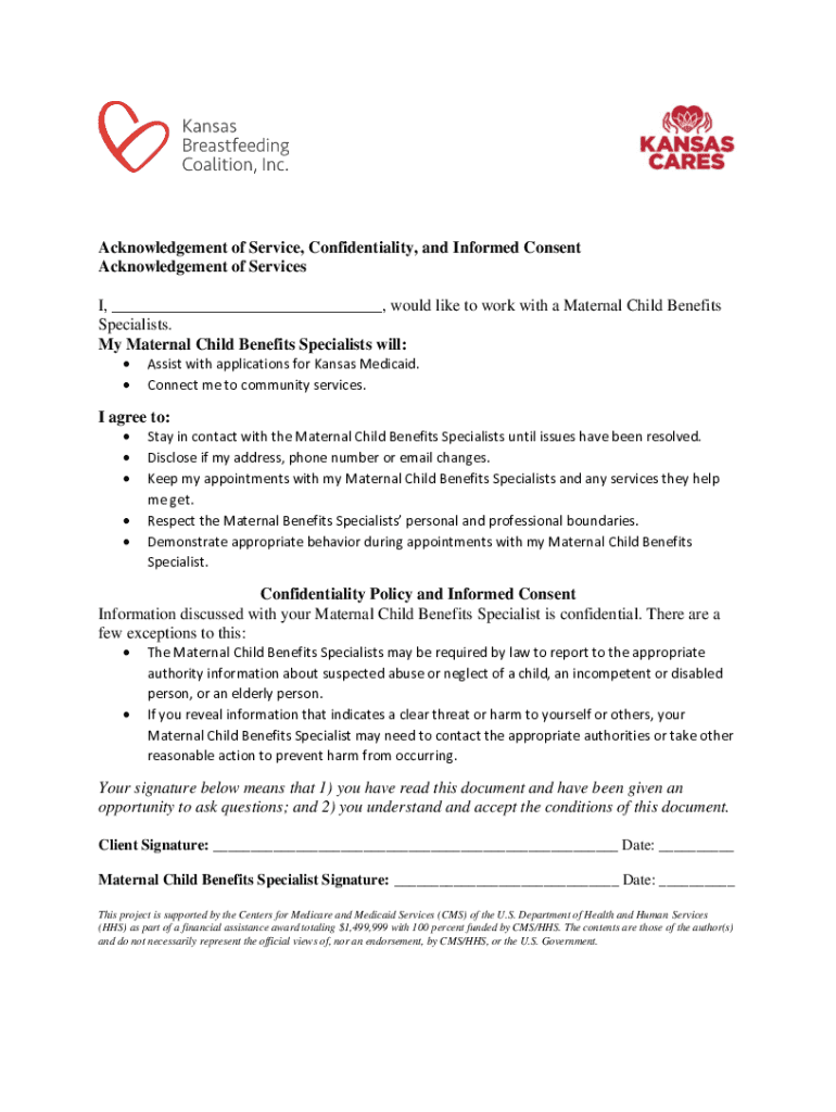 Fillable Online Acknowledgement of Service, Confidentiality, and ...