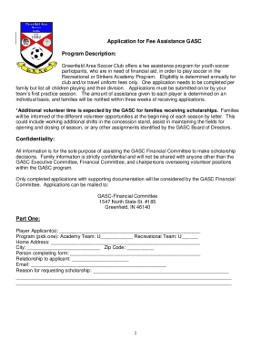 Fillable Online 1 Application for Fee Assistance GASC Program ...