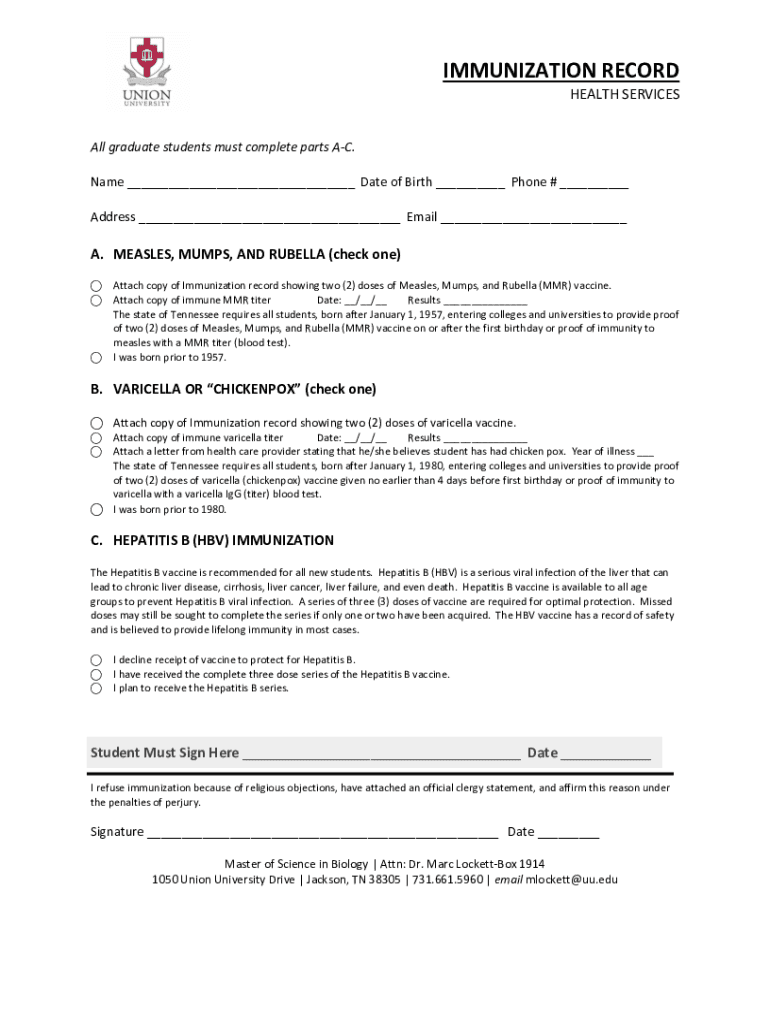 Fillable Online International Student Medical Report and Immunization ...