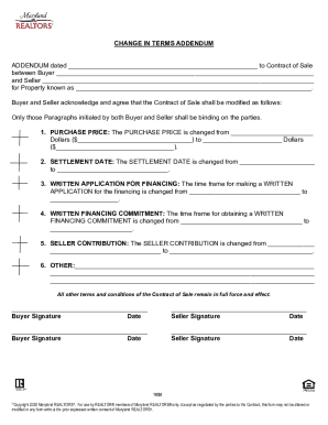 Fillable Online CHANGE IN TERMS ADDENDUM ADDENDUM dated to Contract of ...