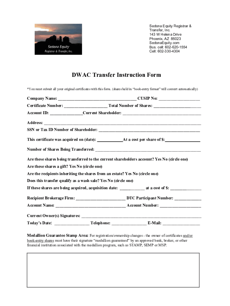 Fillable Online SERT-DWAC-Transfer-Instruction-Form Fax Email Print ...