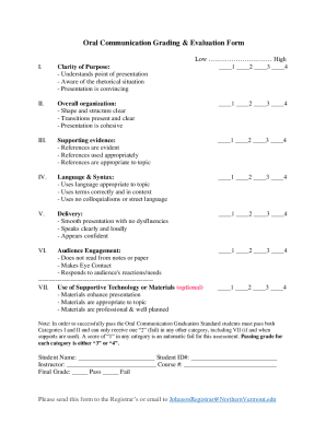 Fillable Online Oral Communication Evaluation and Grading Sheet Fax ...