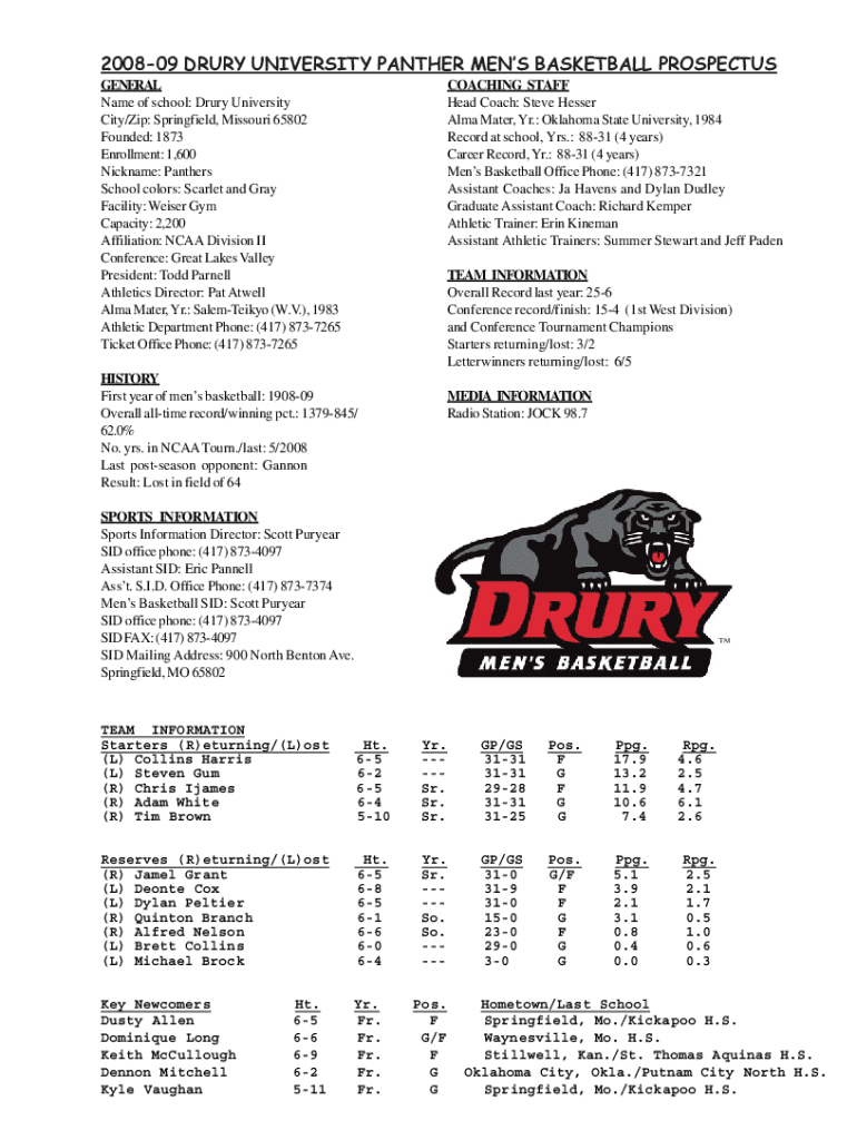 Fillable Online A Pictorial History of the Drury College Student Fax ...