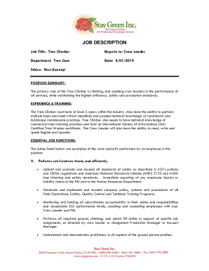 Fillable Online Job Title: Tree Climber Fax Email Print - pdfFiller