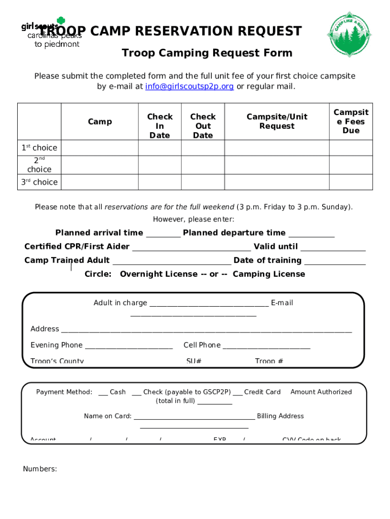 Camping and Reservation Ination and s Doc Template | pdfFiller