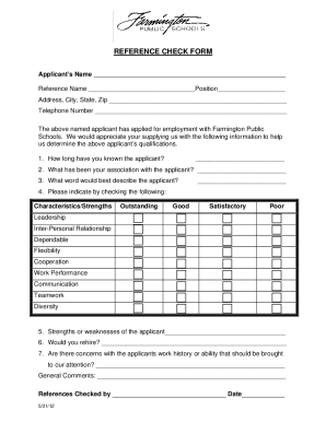 Fillable Online Reference Check Format Form Fax Email Print - pdfFiller