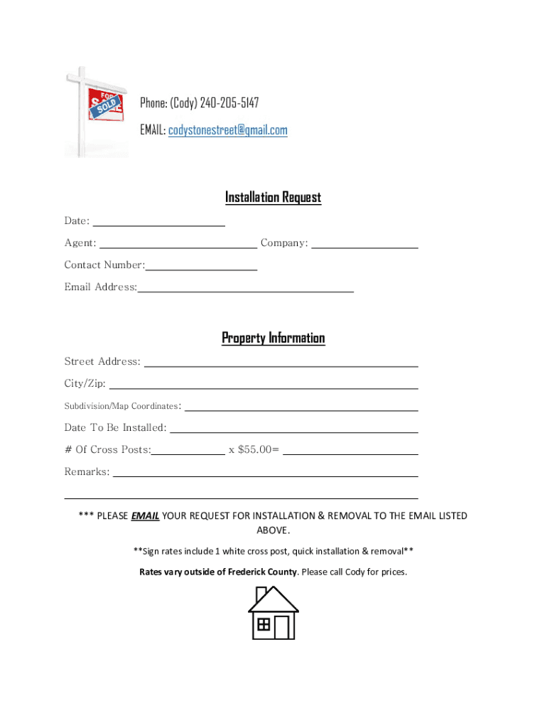 Fillable Online Installation Request Fax Email Print - pdfFiller