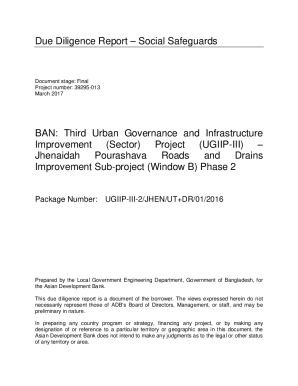 Fillable Online Due Diligence ReportSocial Safeguards BAN: Third ... Fax Email Print - pdfFiller