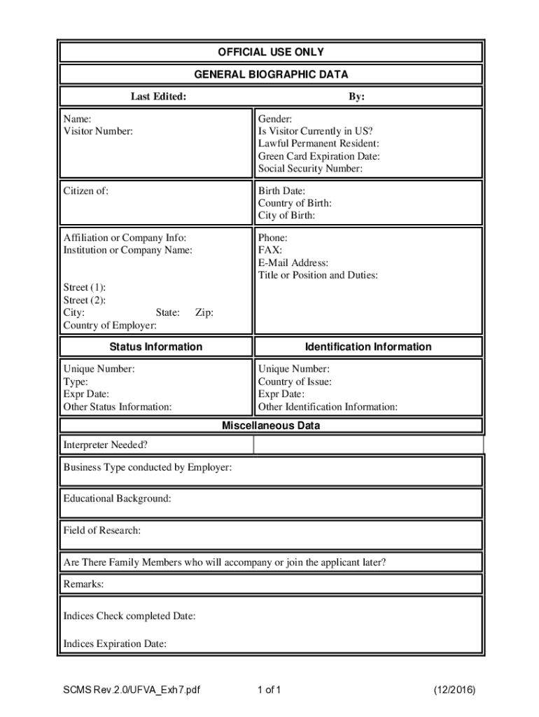 Fillable Online OFFICIAL USE ONLY - GENERAL BIOGRAPHIC DATA FACTS FORM ...