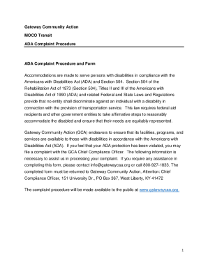 Fillable Online ADA Complaint Procedure and Form Fax Email Print - pdfFiller