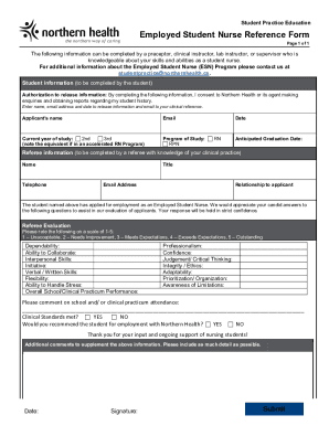 Fillable Online Employed Student Nurse reference form Fax Email Print ...