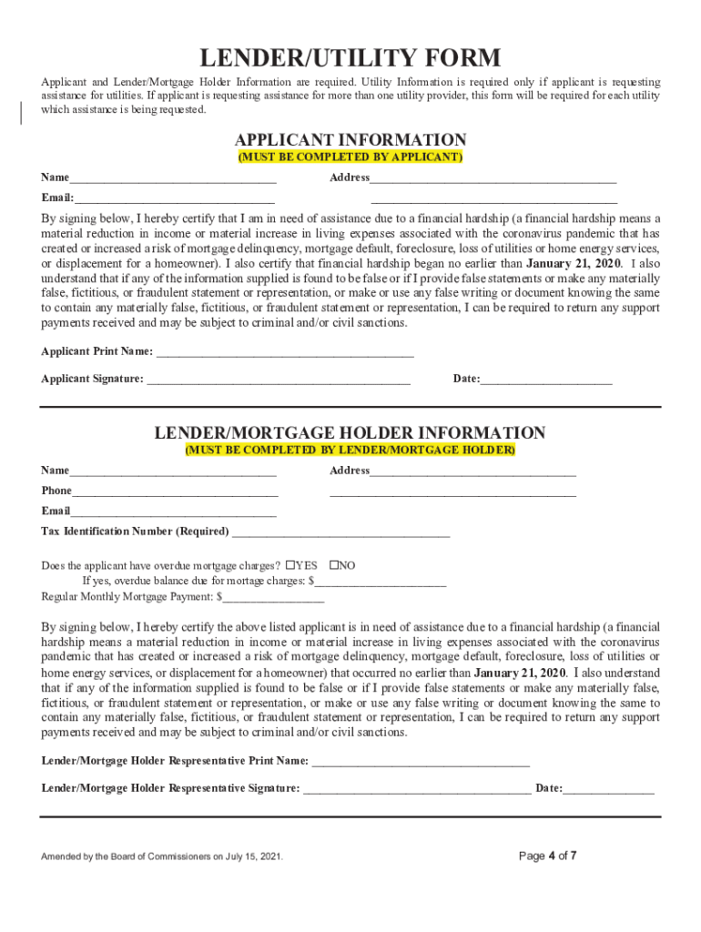 Fillable Online LENDER/UTILITY FORM Fax Email Print - pdfFiller
